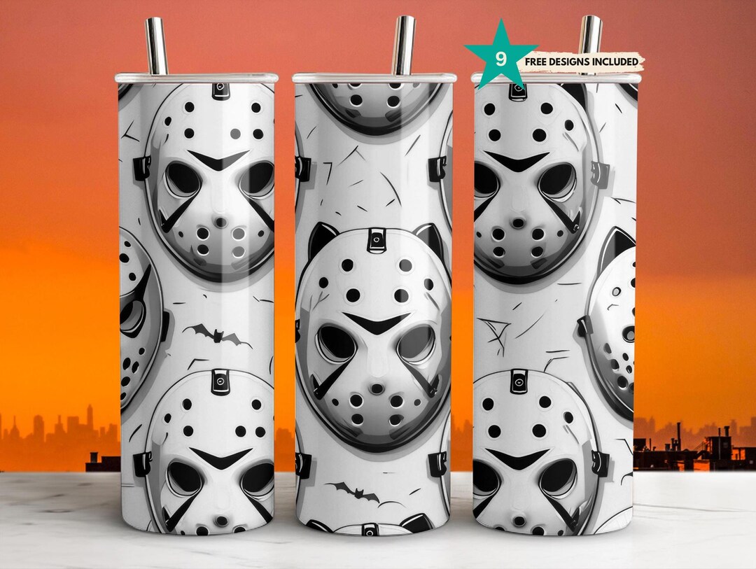 Jason Mask Tumbler Wrap: Horror Movie Sublimation Design (digital ...