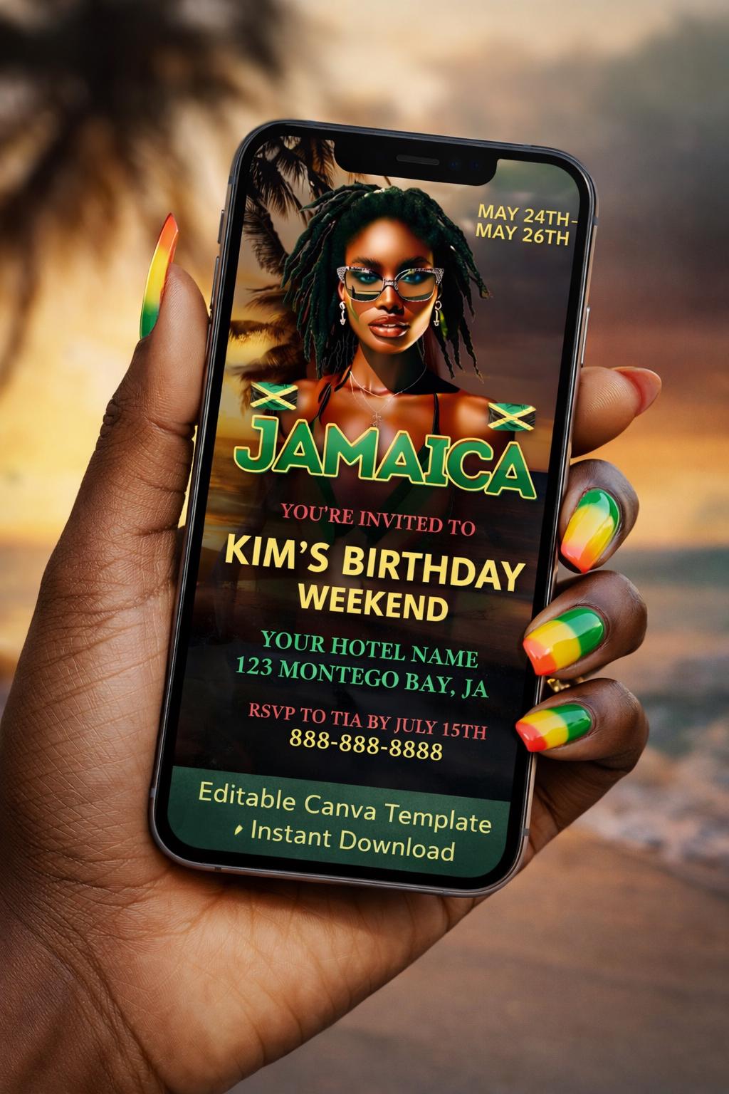 Jamaica Birthday Invitation – Tropical Island Party Invite – Editable ...