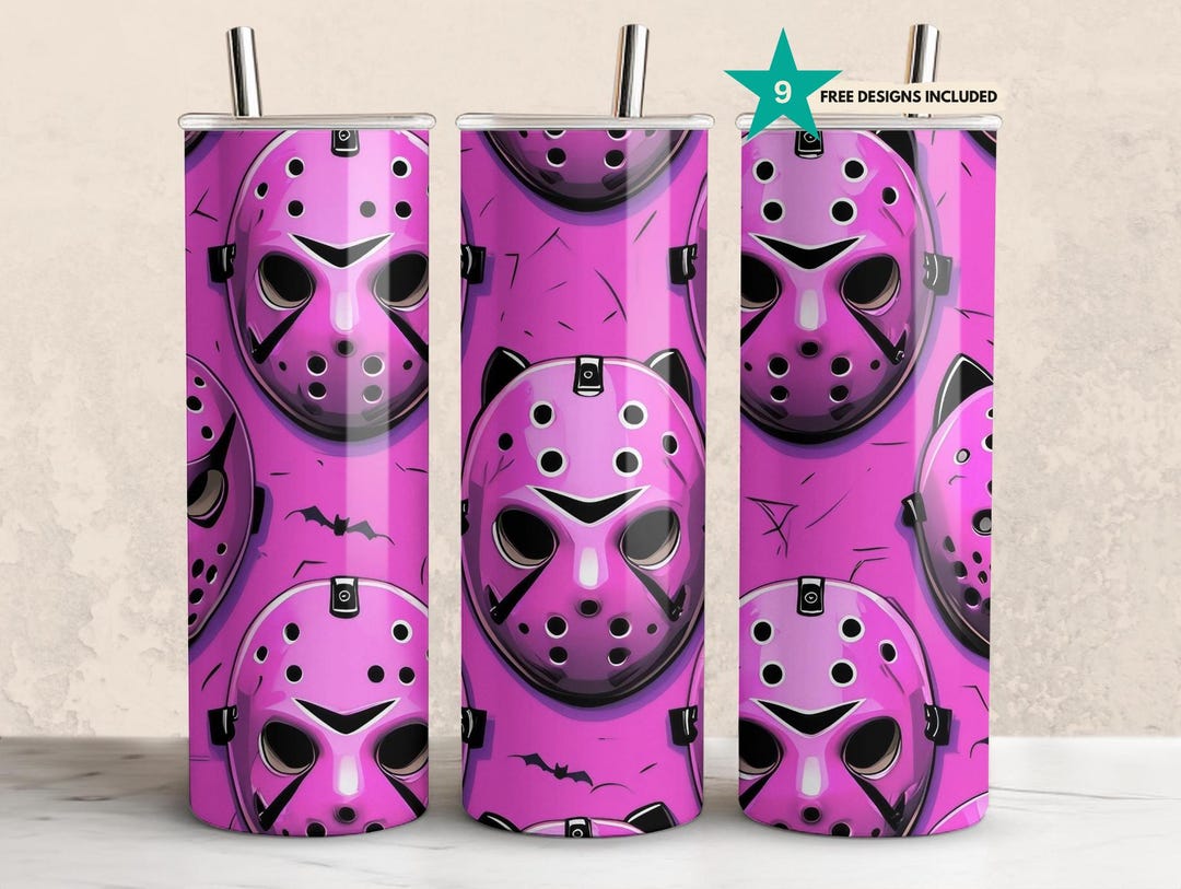 Pink Jason Mask Tumbler Wrap: Horror Movie Sublimation Design (PNG) - Etsy