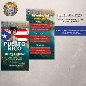 Puerto Rico Birthday Trip Itinerary Invite: Editable Canva Template ...