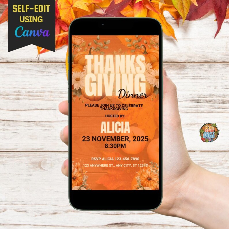 Thanksgiving & Friendsgiving Dinner Invitation | Editable Canva ...