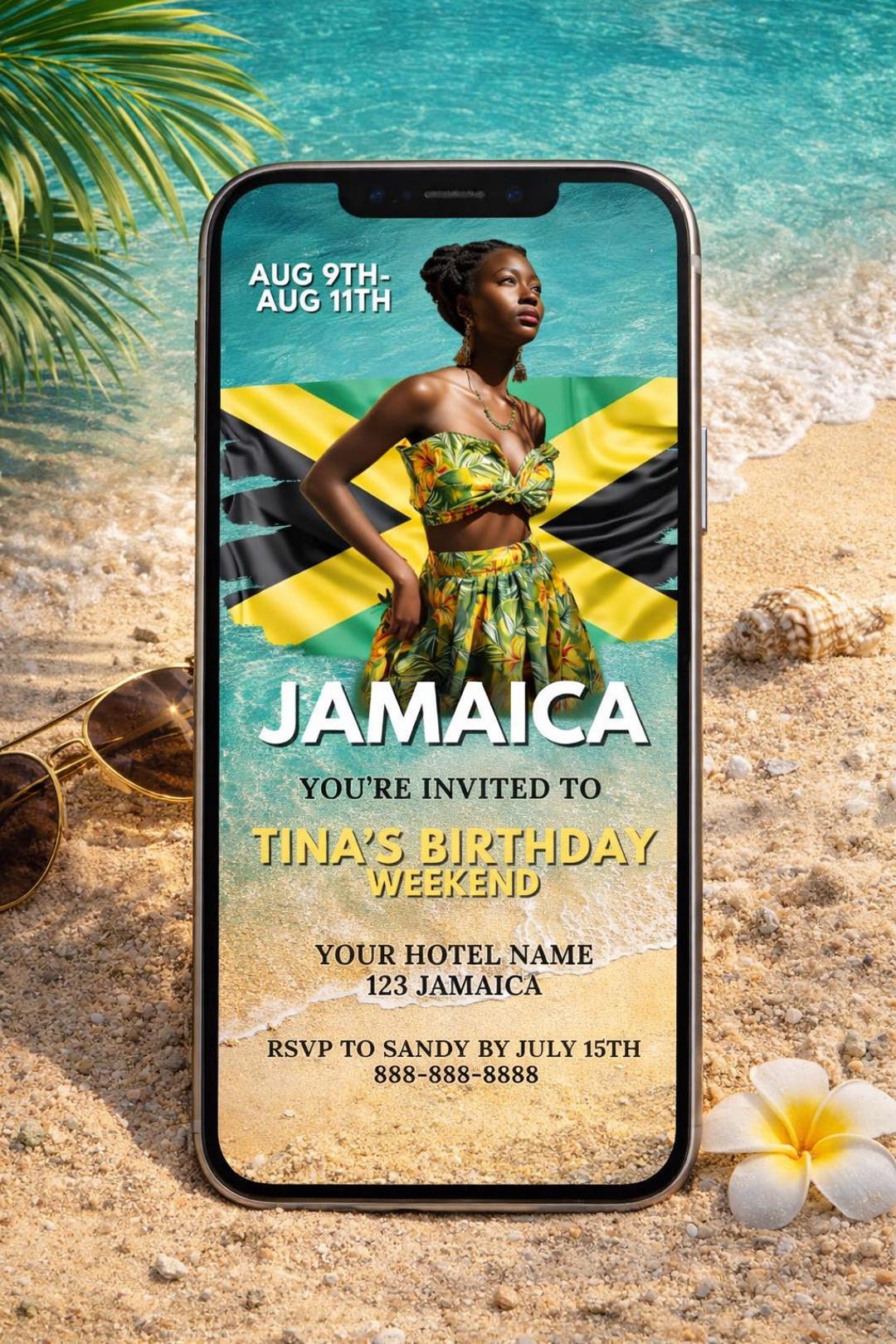 Jamaica Girls Trip Invitation Canva Template – Destination Birthday ...