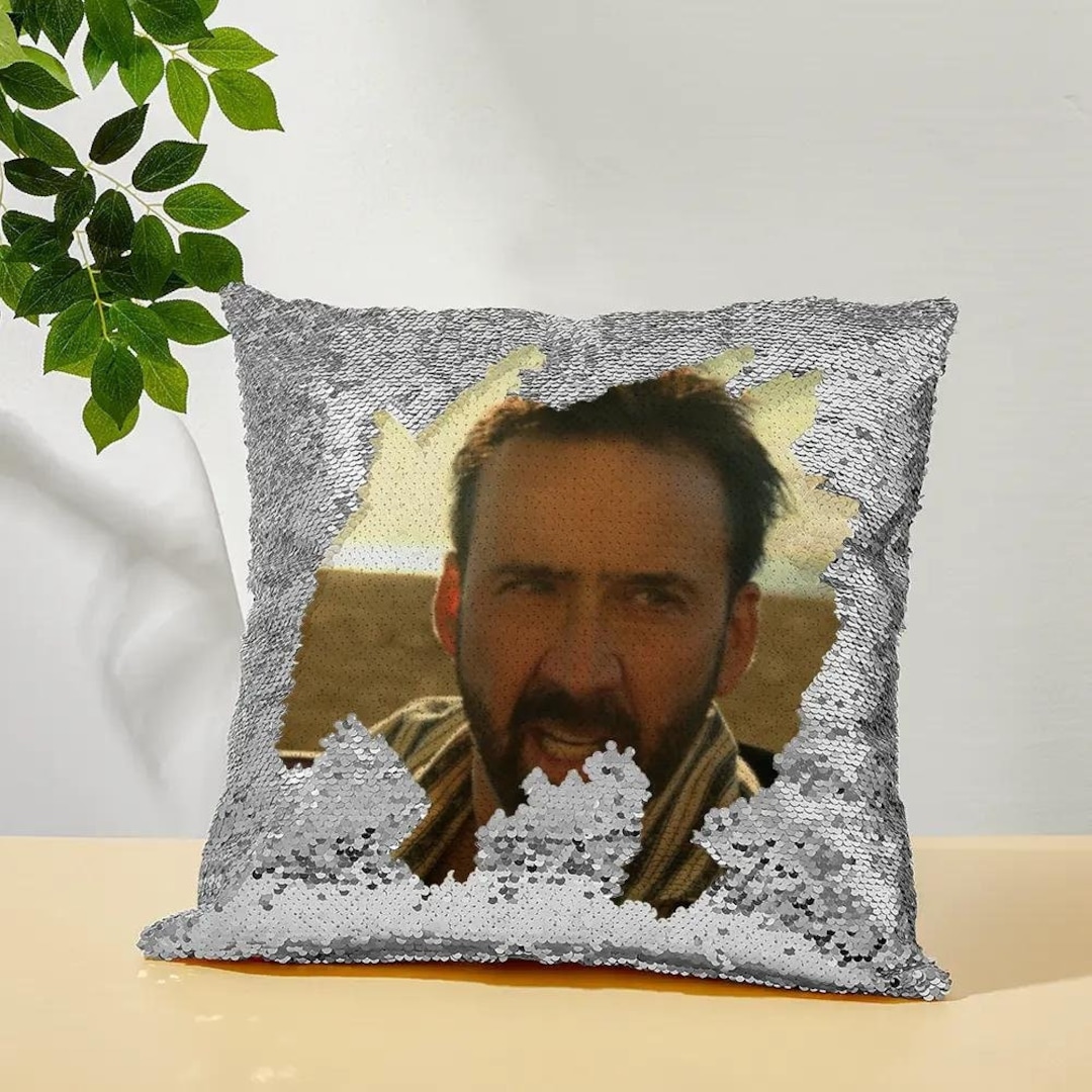 Nicolas Cage Pedro Pascal Meme Square Sequin Pillow and - Etsy
