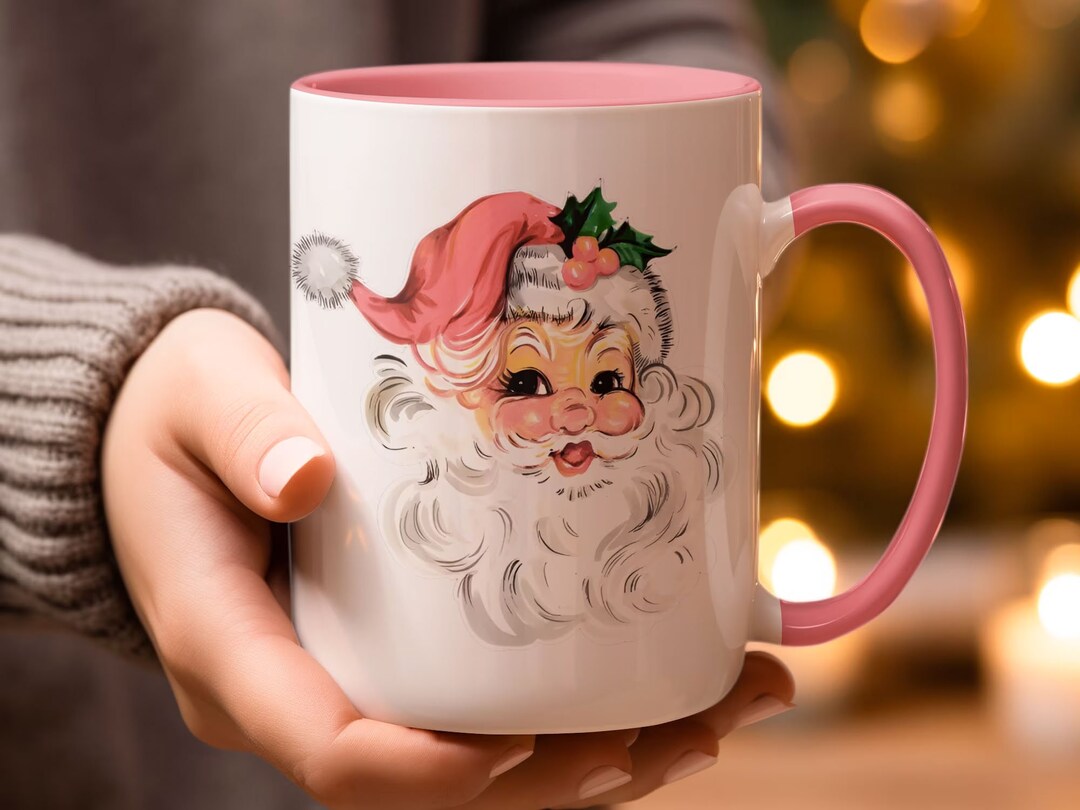Pink Santa Christmas Mug, Christmas Season Mug, Merry Christmas Mug ...
