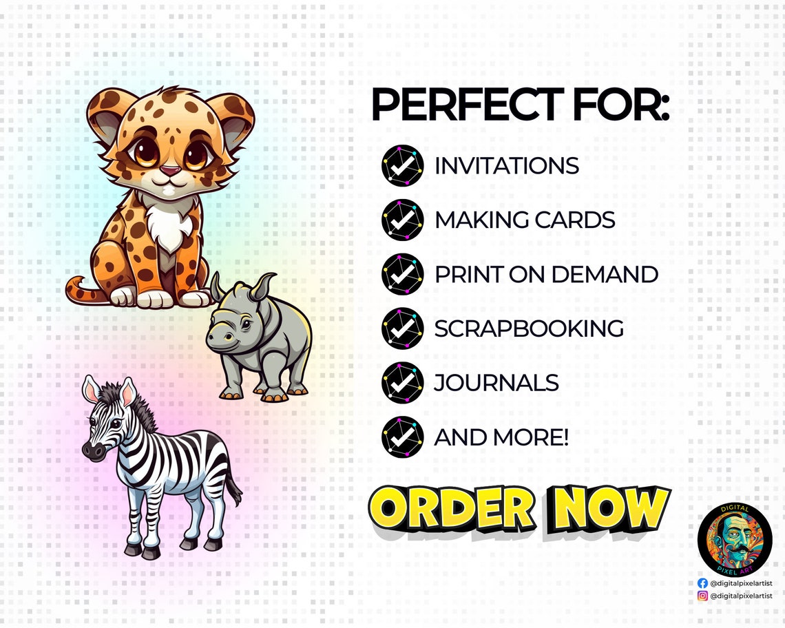 African Safari Adventure: Cute Animals SVG PNG Clipart - Digital ...
