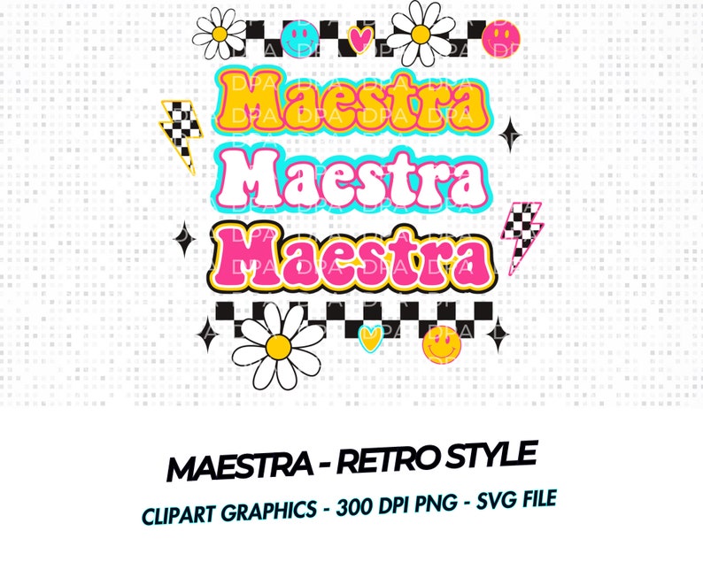 Retro Maestra Design SVG PNG | Teacher Clipart | Digital Download | DIY ...