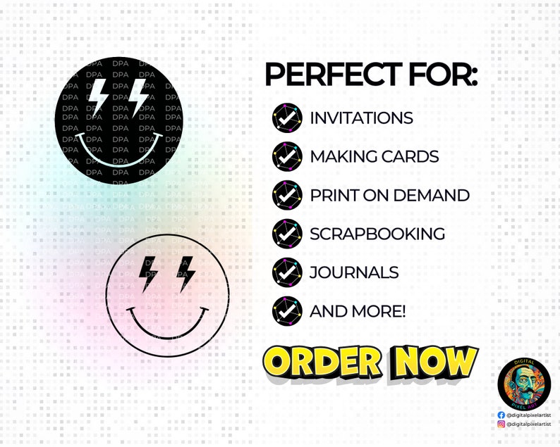 Retro Happy Face With Lightning Eyes SVG PNG | Smiley Faces | Svg Files ...