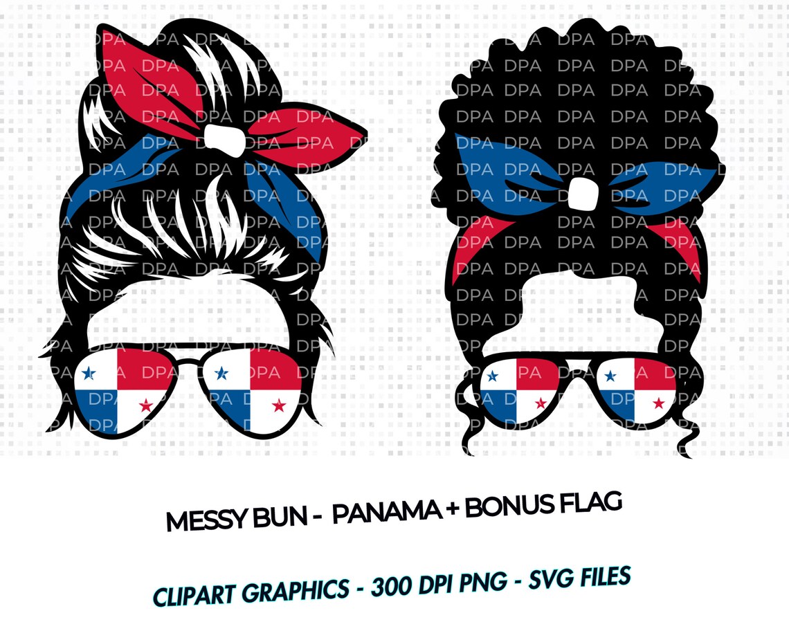 Panama Messy Bun SVG PNG | Panamanian Flag | Cricut | Sublimation ...