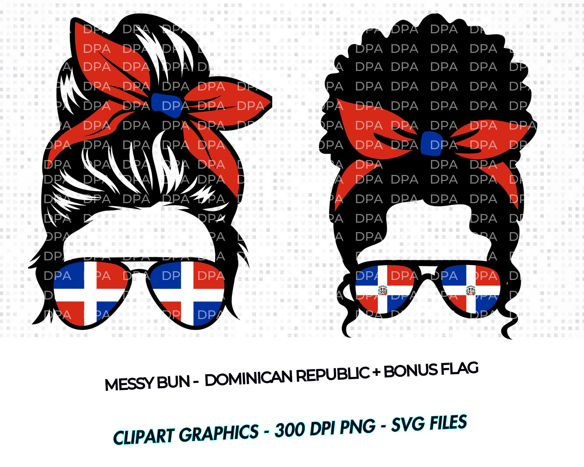 Dominican Republic Messy Bun SVG PNG | Dominican Pride | Digital ...