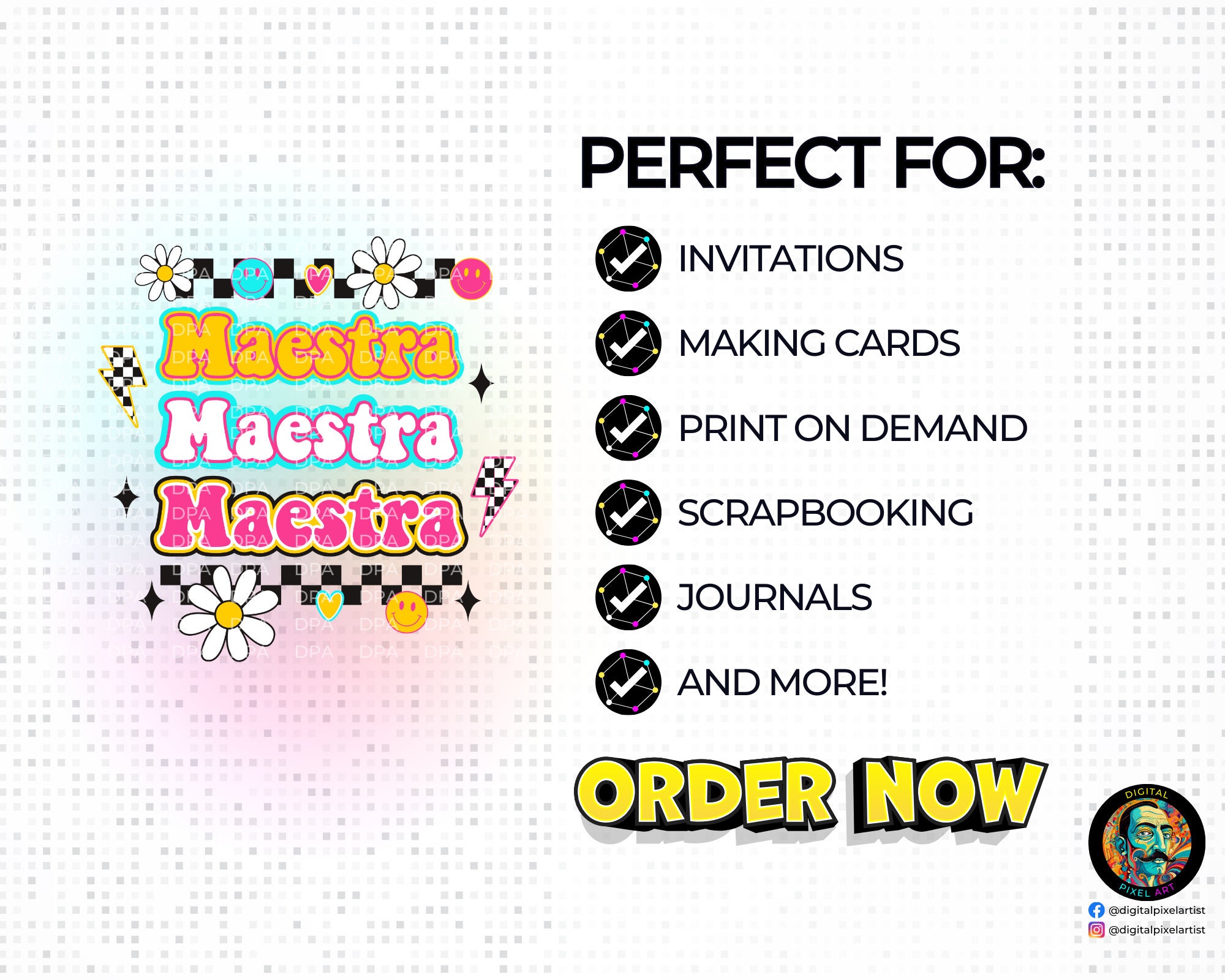 Retro Maestra Design SVG PNG | Teacher Clipart | Digital Download | DIY ...