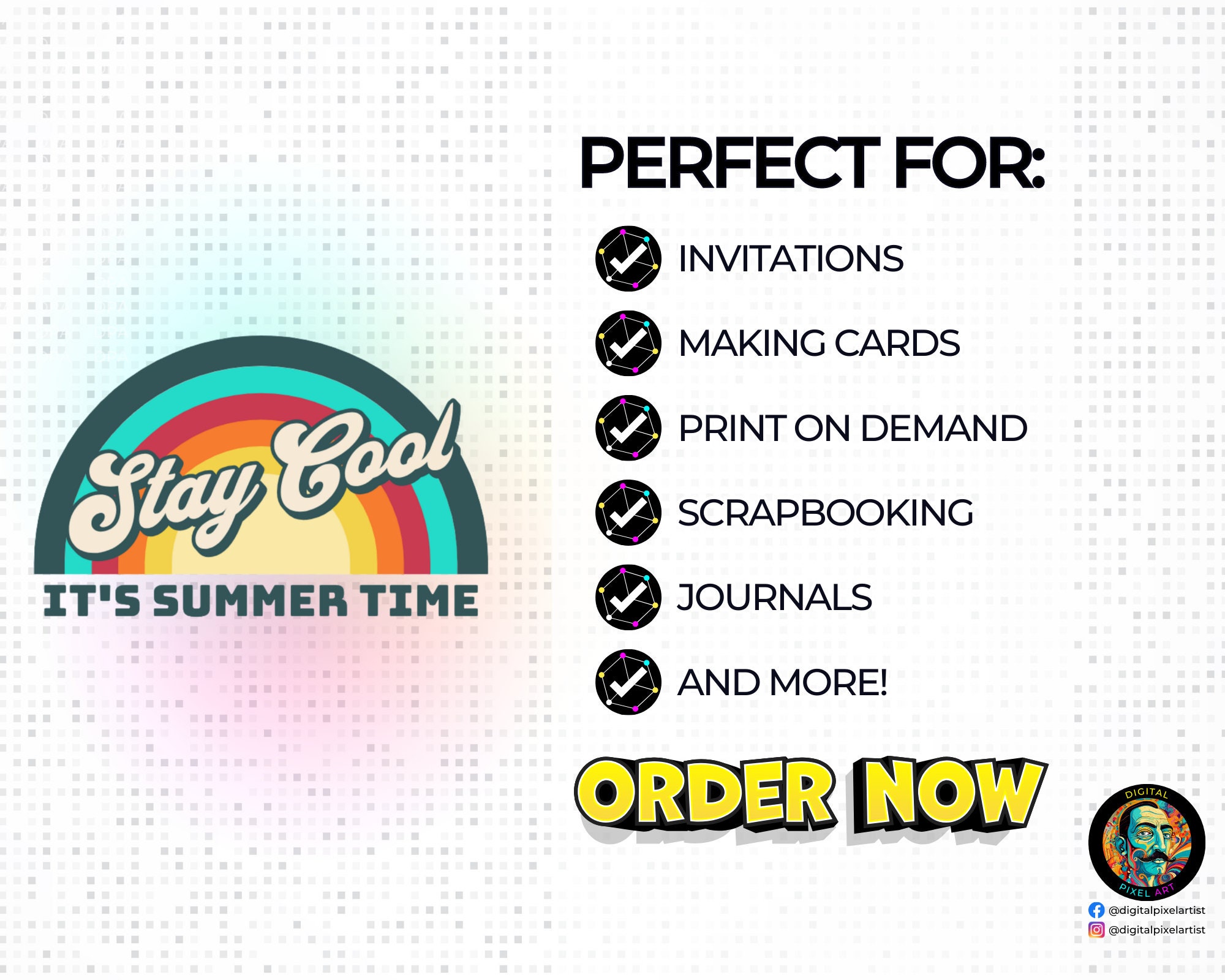 Stay Cool in Style: Summer Time SVG/PNG Clipart Design - Instant ...