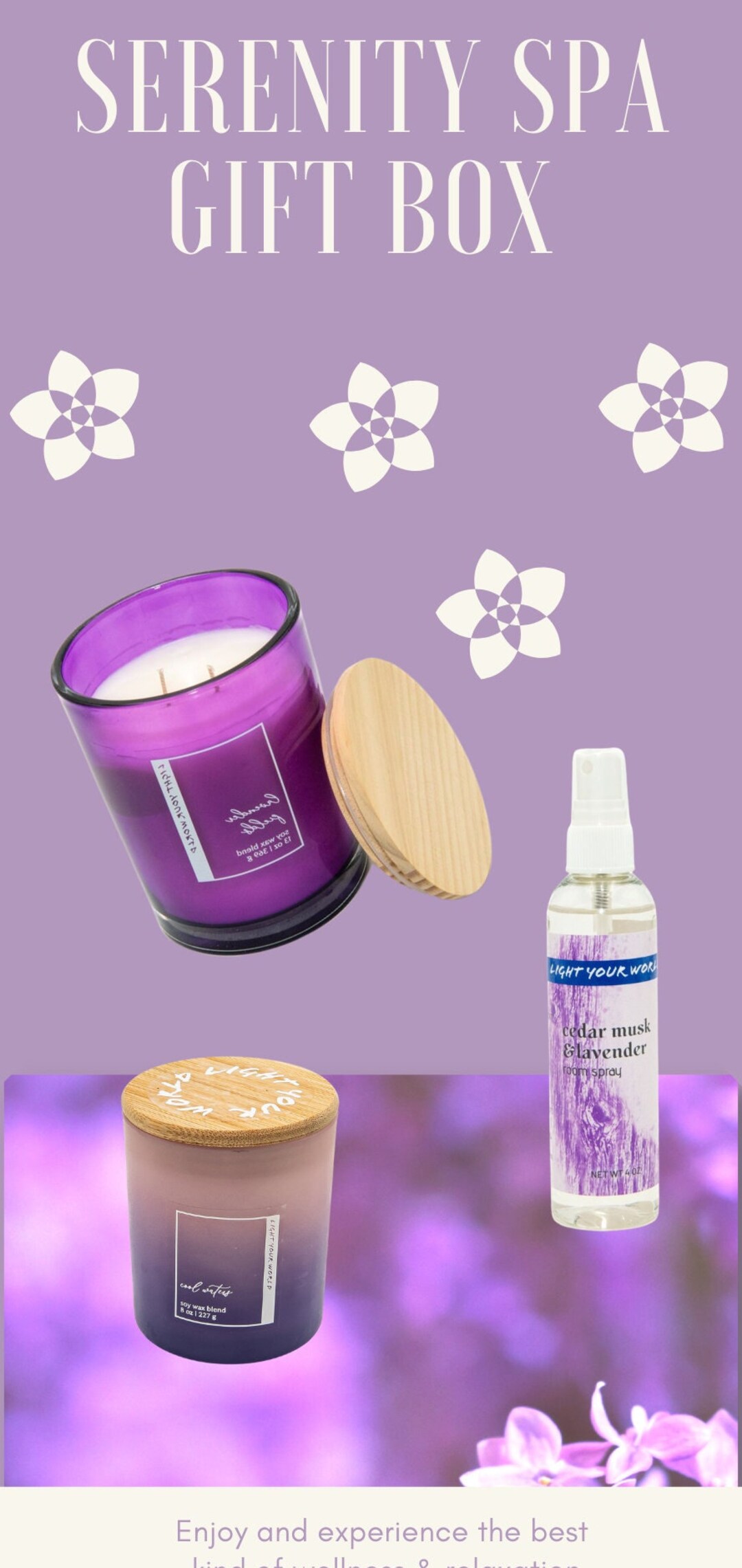 Indulge Serenity Luxurious Spa Lavender Gift Box Lavender Candles ...