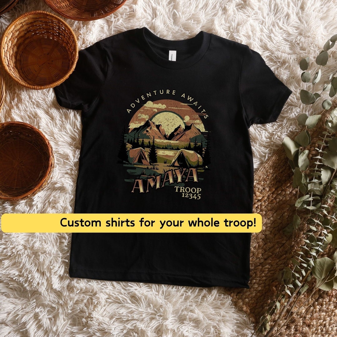 Matching Camping Troop Shirts With Custom Name and Troop Number, Scouting Girl Camp Trip Group ...