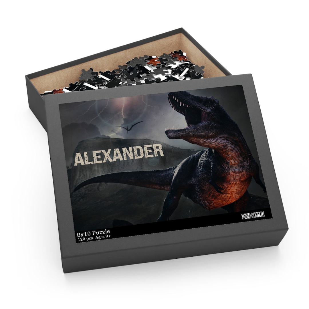 Personalized Name Puzzle for Child T-rex Dinosaur Custom Name Puzzle ...