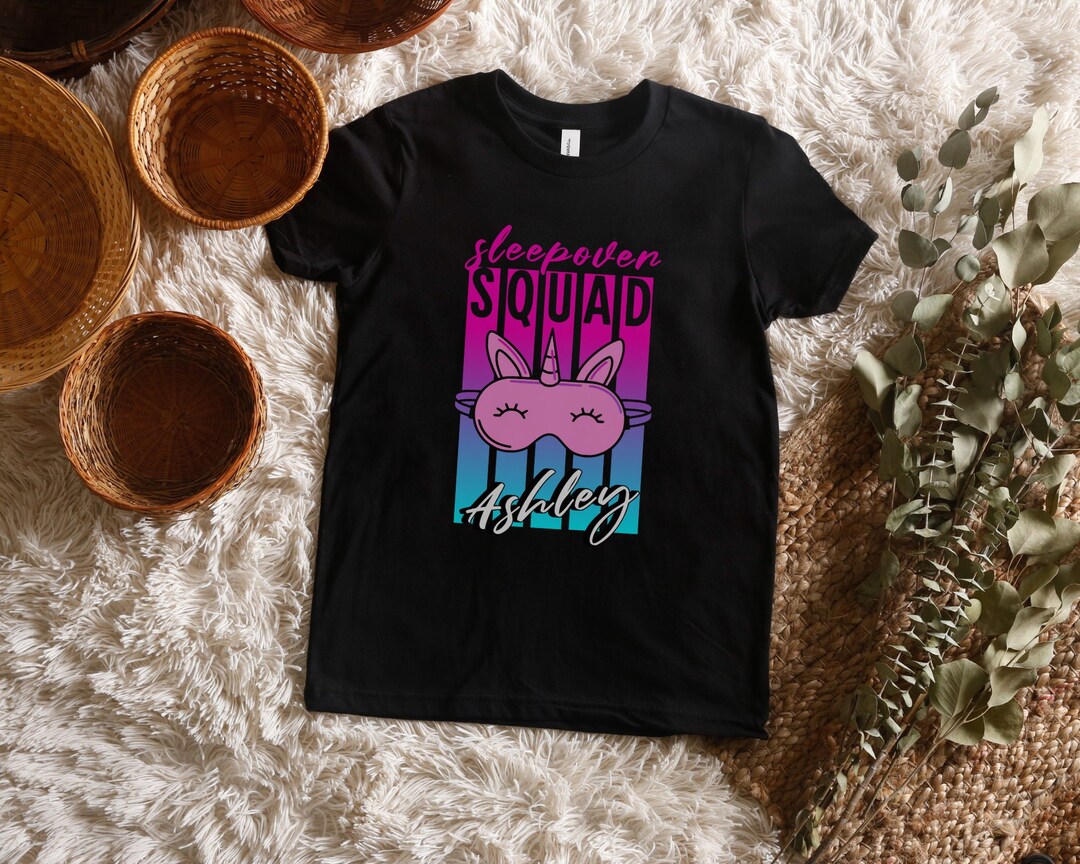 Matching Shirts for Girls Sleepover Squad, Personalized Name Shirts for ...
