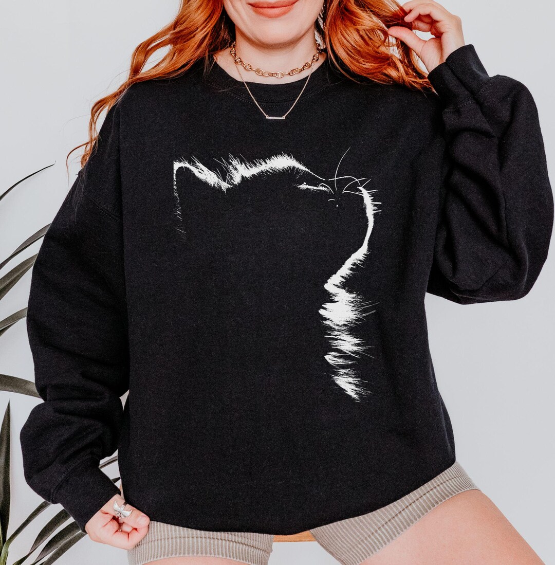 Cat Silhouette Sweatshirt, Cat Sweatshirt, Cat Crewneck, Gift for Cat ...