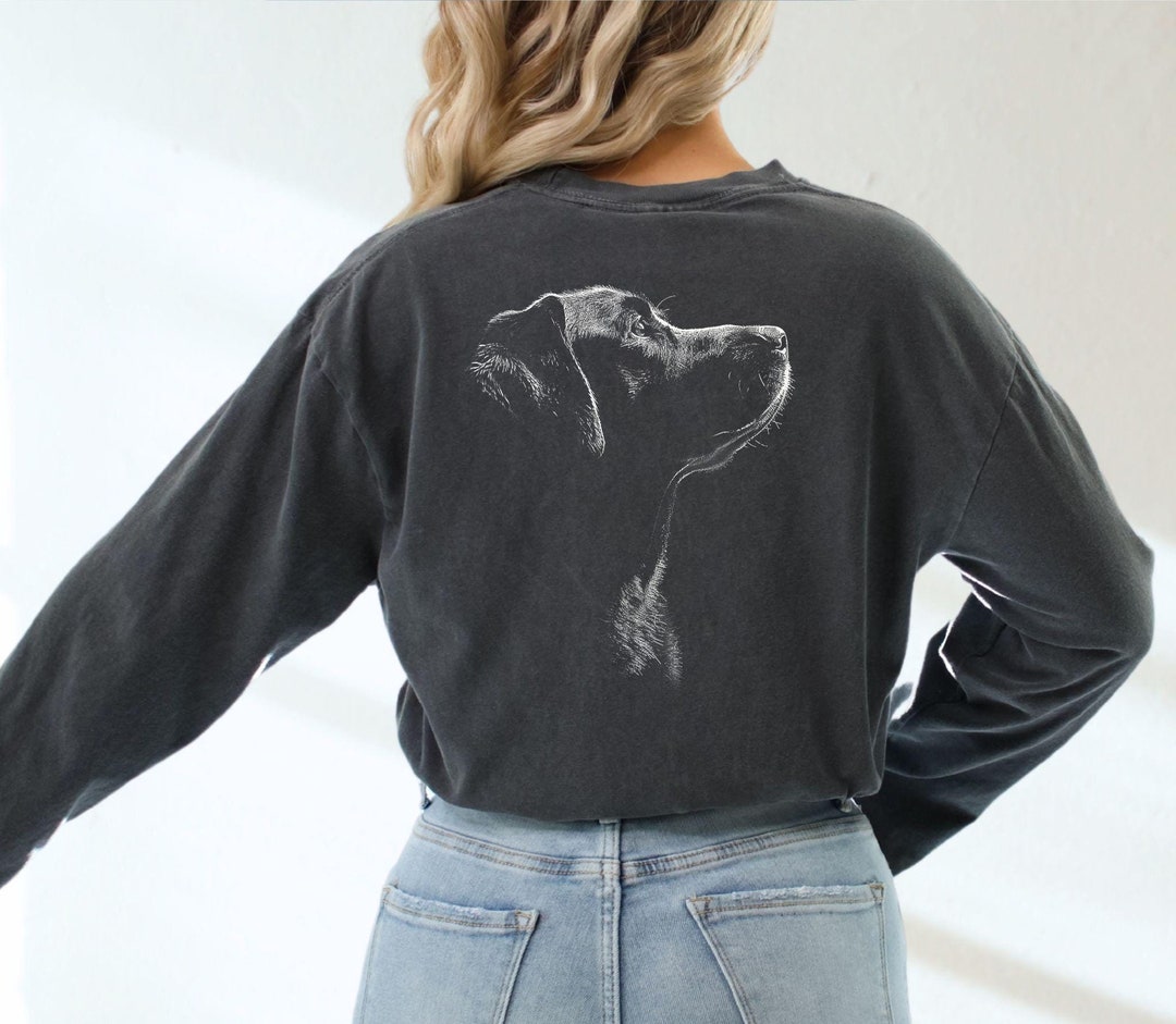 Labrador Retriever Silhouette Comfort Colors Long Sleeve Shirt, Lab Mom ...