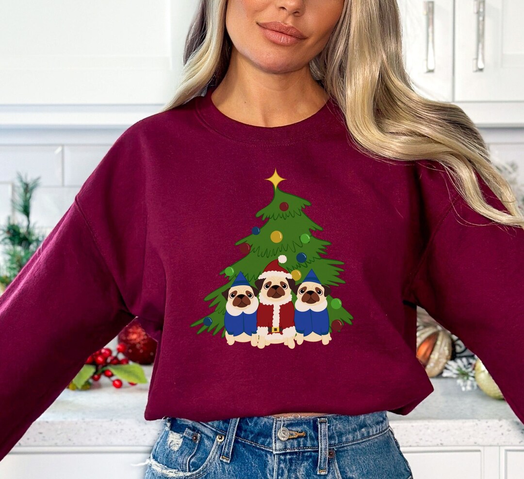 Pug Christmas Sweatshirt, Pug Christmas Sweater, Pug Christmas, Pug Mom ...