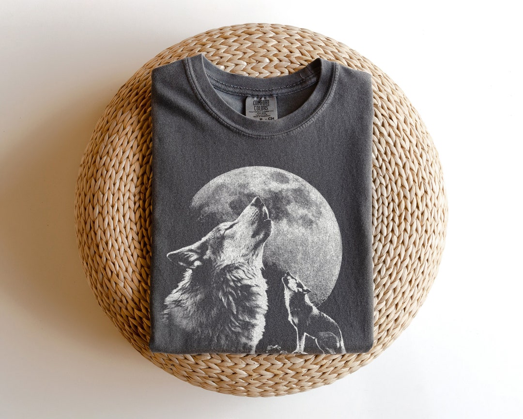 Vintage Wolf 90s Shirt, Wolf Moon Graphic Shirt for Him, Wolf Gifts for ...