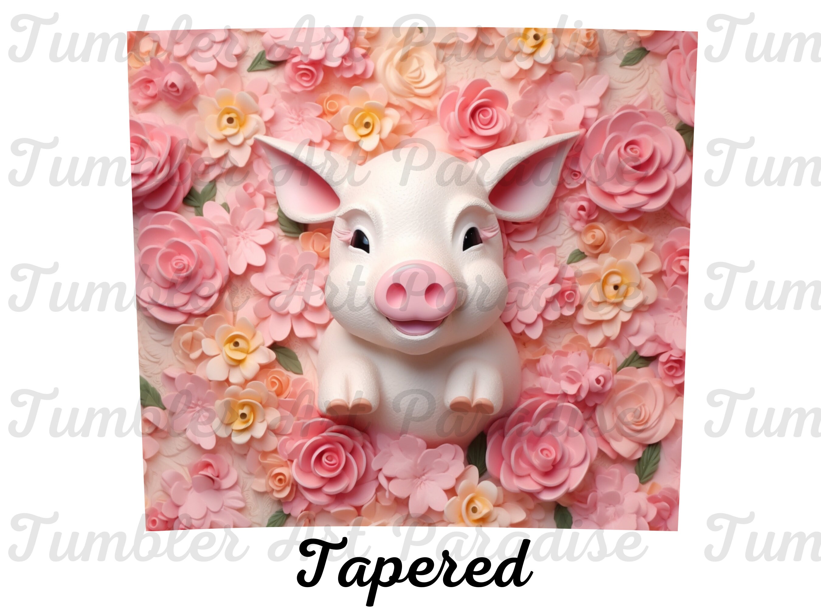 3D Pig With Muted Pastel Flowers 20 Oz Skinny Tumbler Sublimation ...