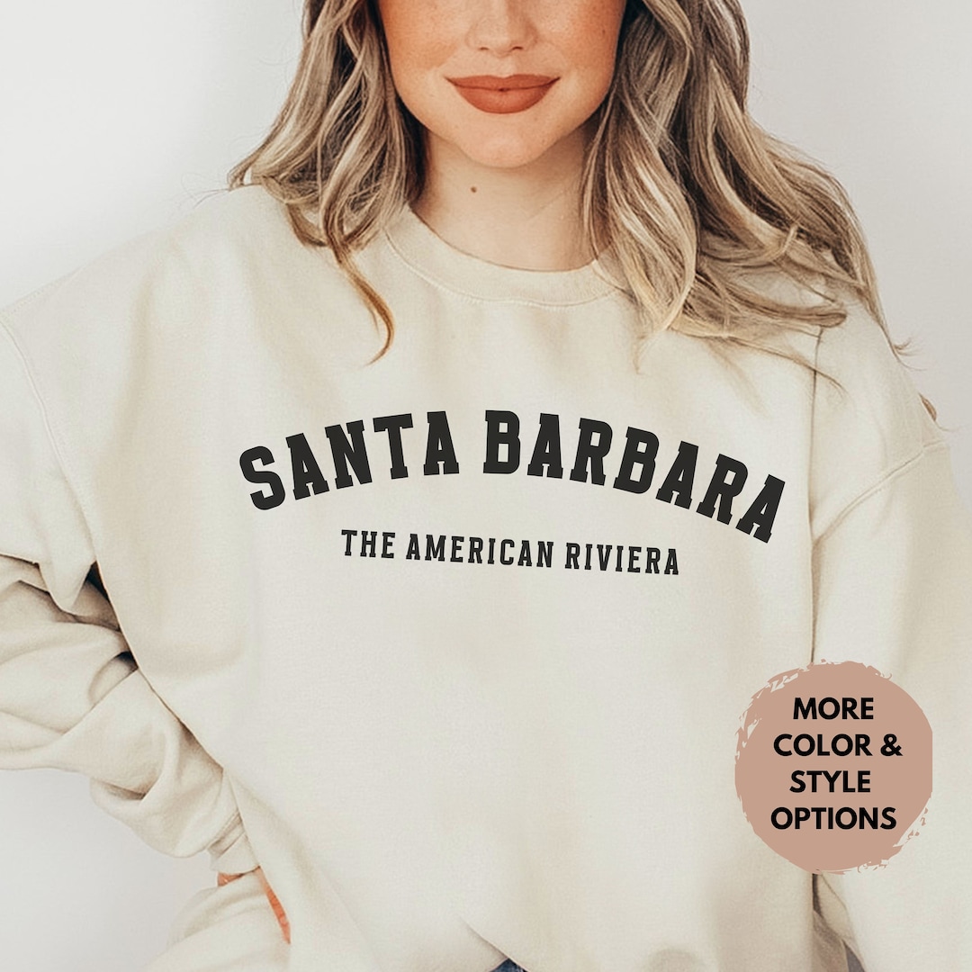 Santa Barbara Sweatshirt, Santa Barbara Collegiate Crewneck, Oversized ...