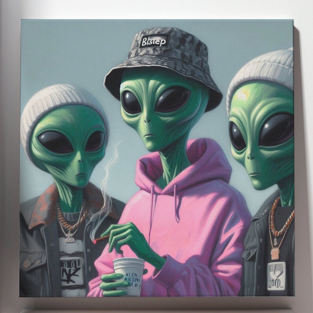 Just Hit the Strain 'dank Face' Pothead Urban Street Alien Wall Art ...