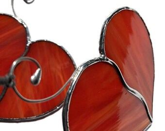 New Handmade Red Heart Stained Glass Suncatcher Hanging Decoration - Etsy