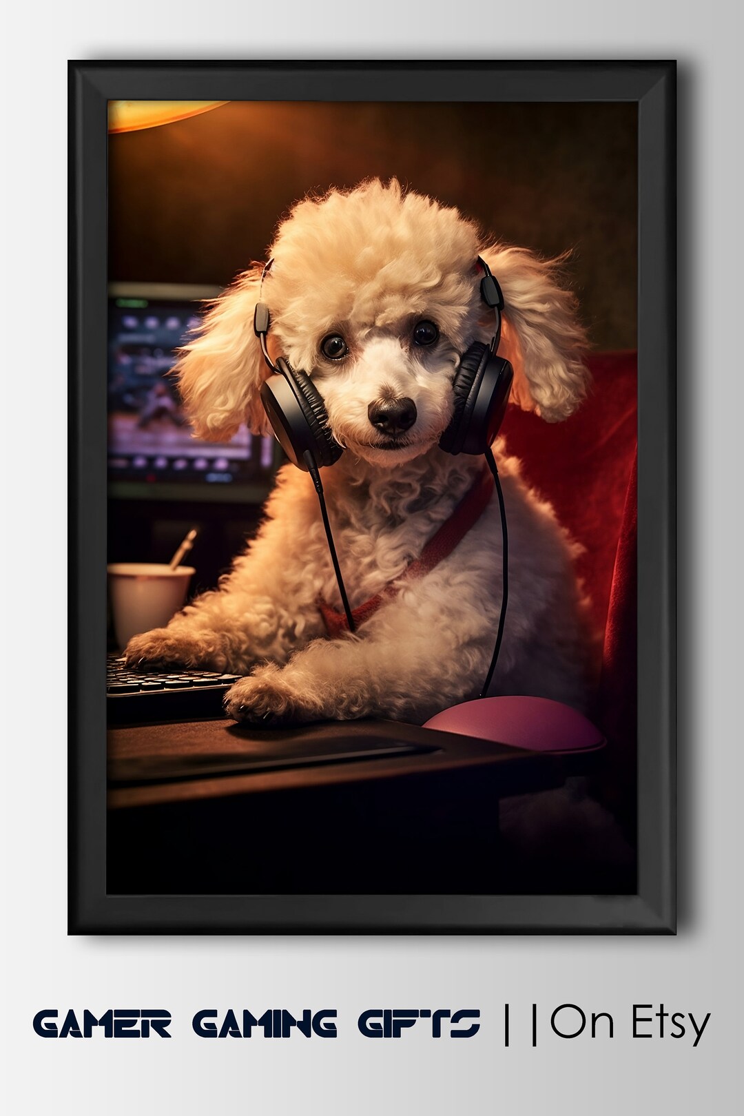 Poodle Puppy Wall Art Gamer Wall Art Cool Digital Download Dog Gamer ...