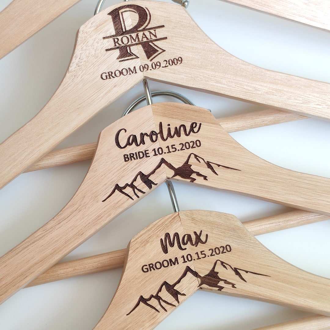 Personalized Wedding Bridal Hanger Bride Groom Bridesmaid Groomsmen Mrs ...