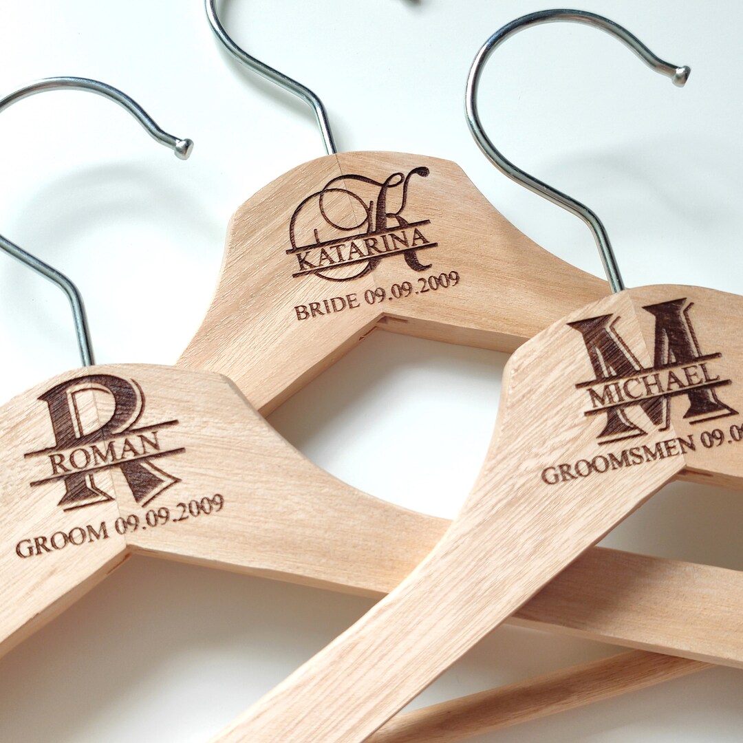 Personalized Wedding Bridal Hanger Bride Groom Bridesmaid Groomsmen Mrs ...