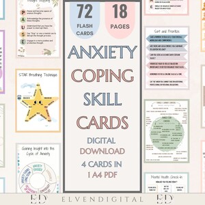 Anxiety Coping Skills Cards Calm Down Corner Psychologist Cards Mental ...