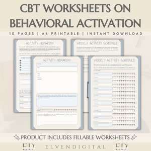 CBT Worksheets Behavioral Activation Counseling Handout Activity ...