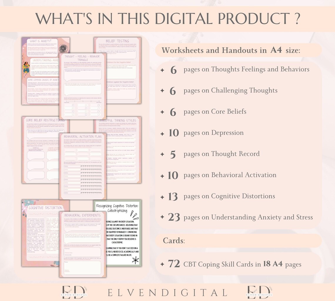 CBT Therapy Worksheets Cbt Bundle for Teens and Adults CBT Coping Skill ...