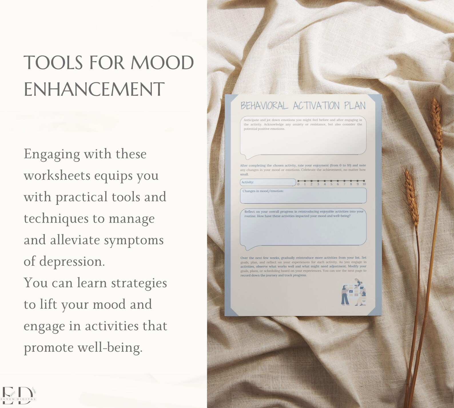 Depression Workbook Self-esteem Building Therapy Sheets Pleasure ...
