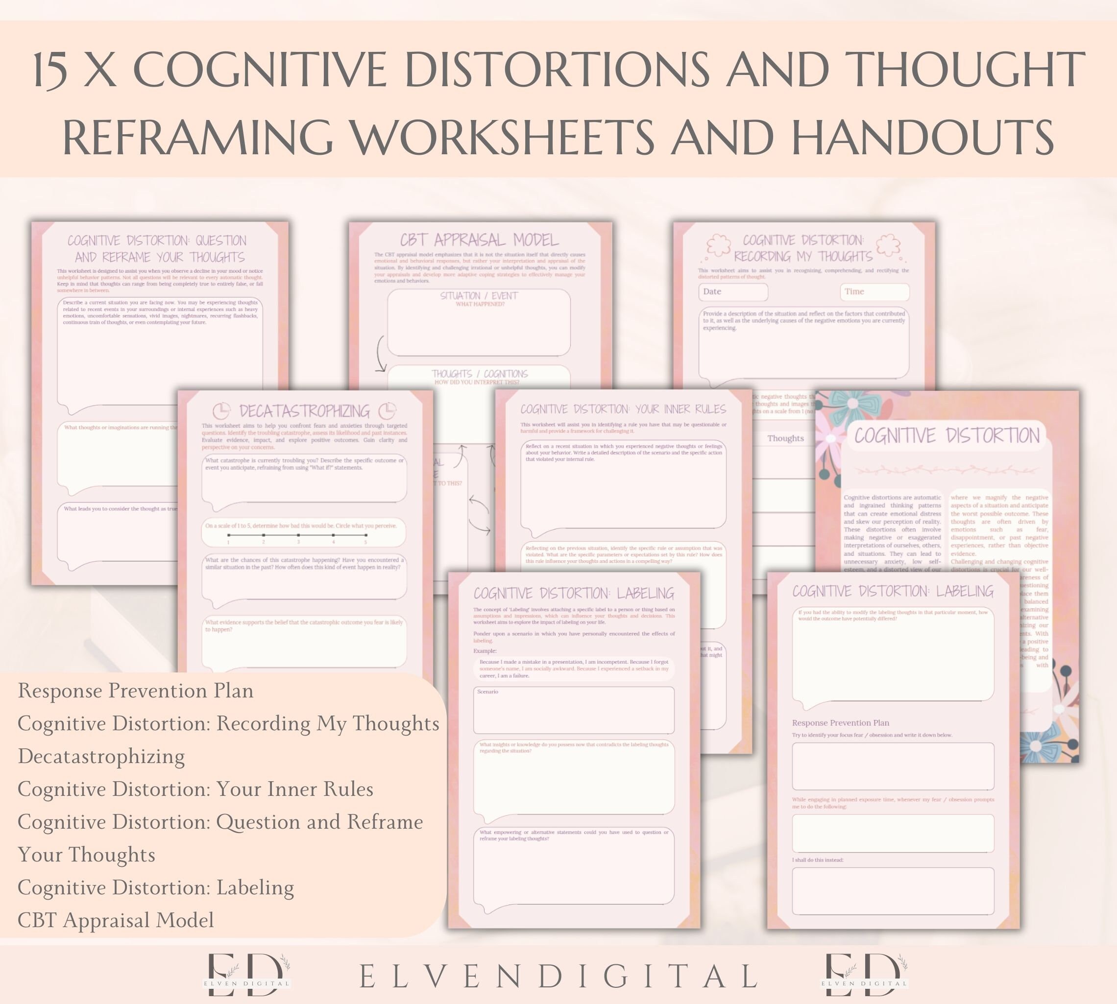 Therapy Workbook Coping Skills Cards Therapist Anxiety Bundle ...