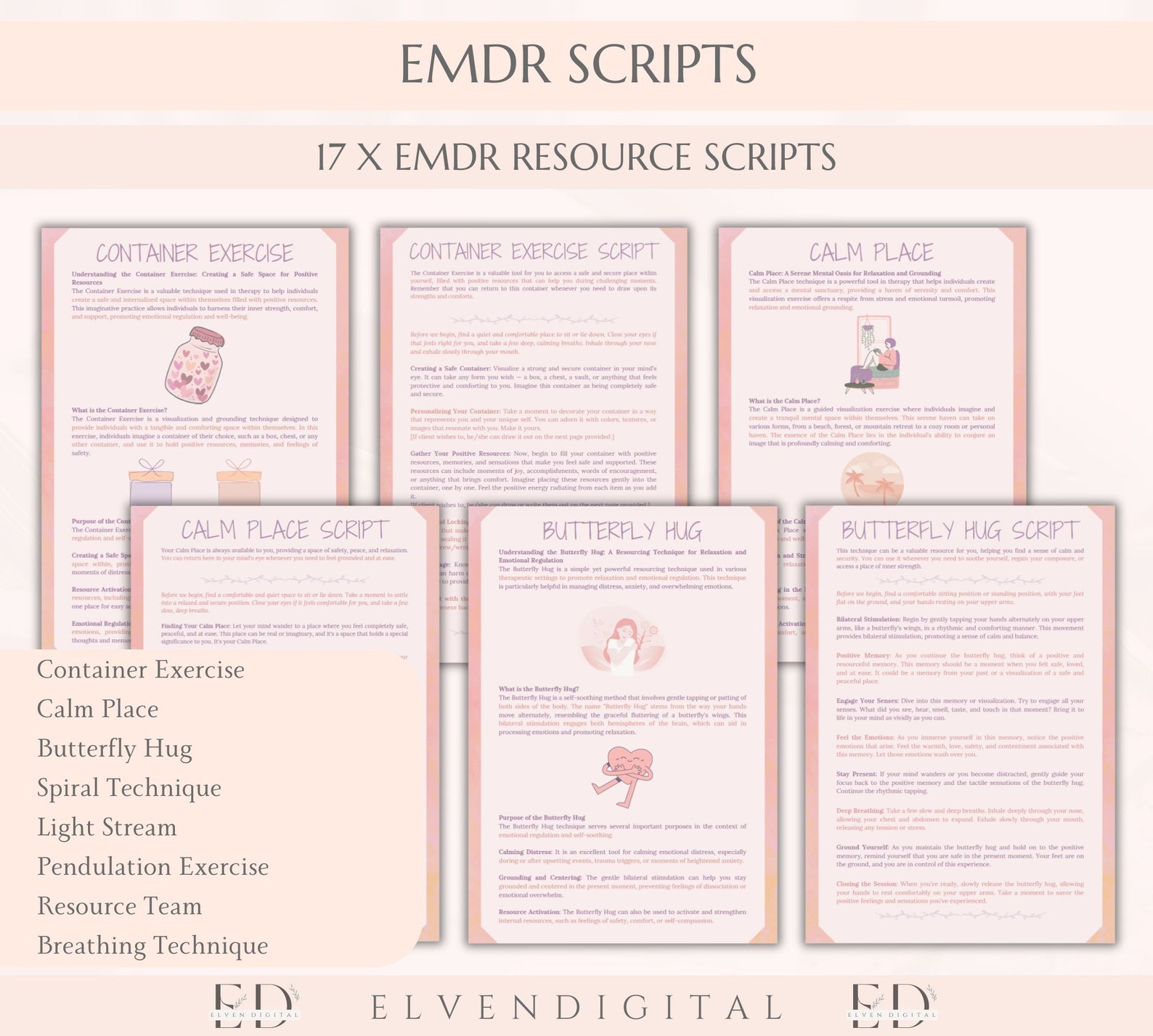 EMDR Worksheet Bundle EMDR Script for Therapist EMDR Therapy Worksheets ...