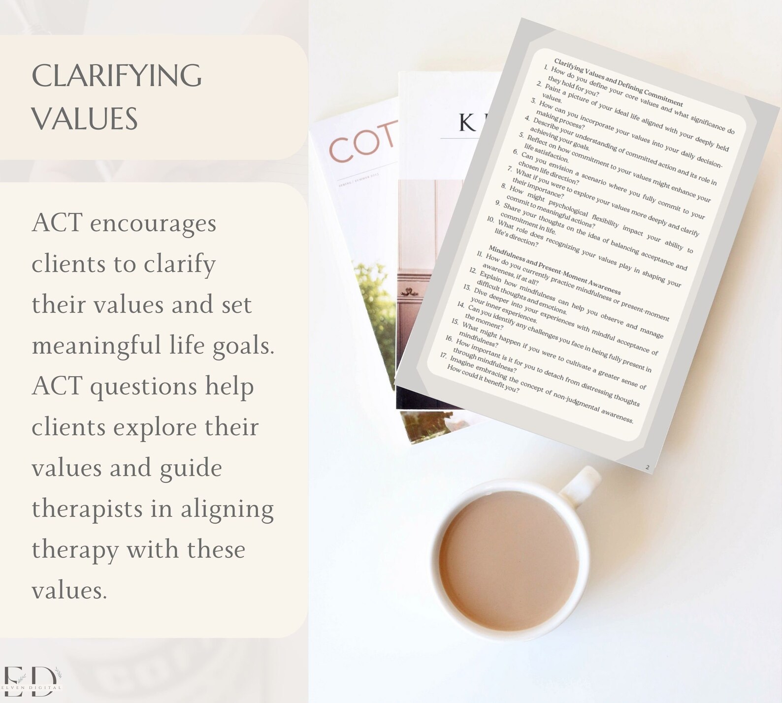 ACT Therapy Questions Therapy Practice Tools ACT Counseling Workbook ...