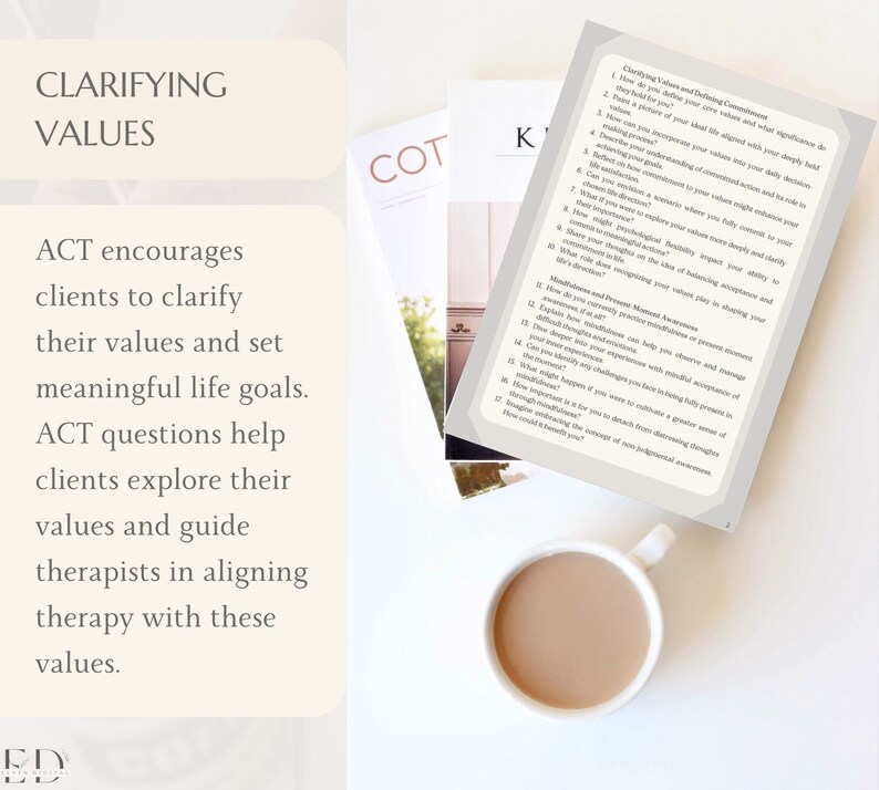 ACT Therapy Questions Therapy Practice Tools ACT Counseling Workbook ...