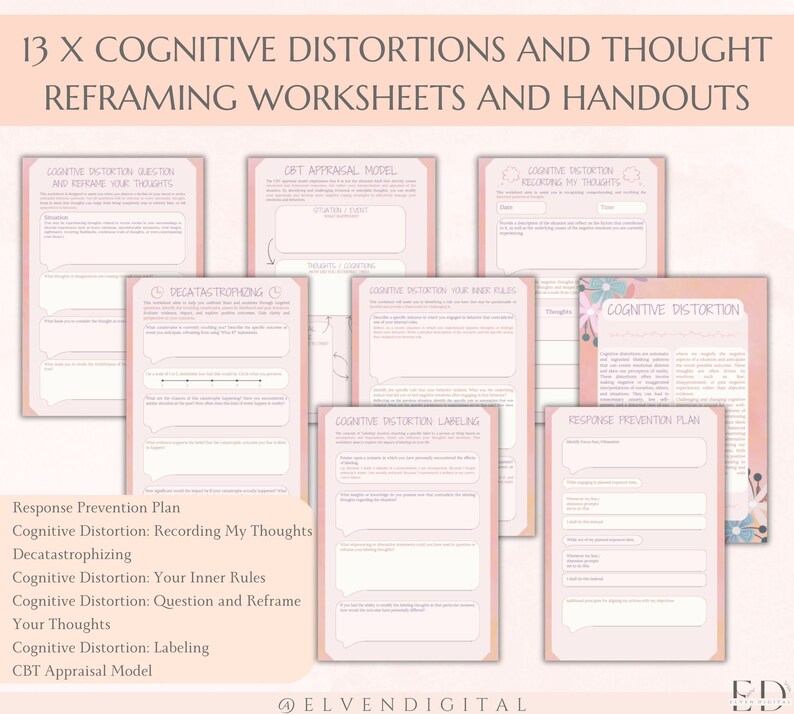 CBT Therapy Worksheets Cbt Bundle for Teens and Adults CBT - Etsy Australia