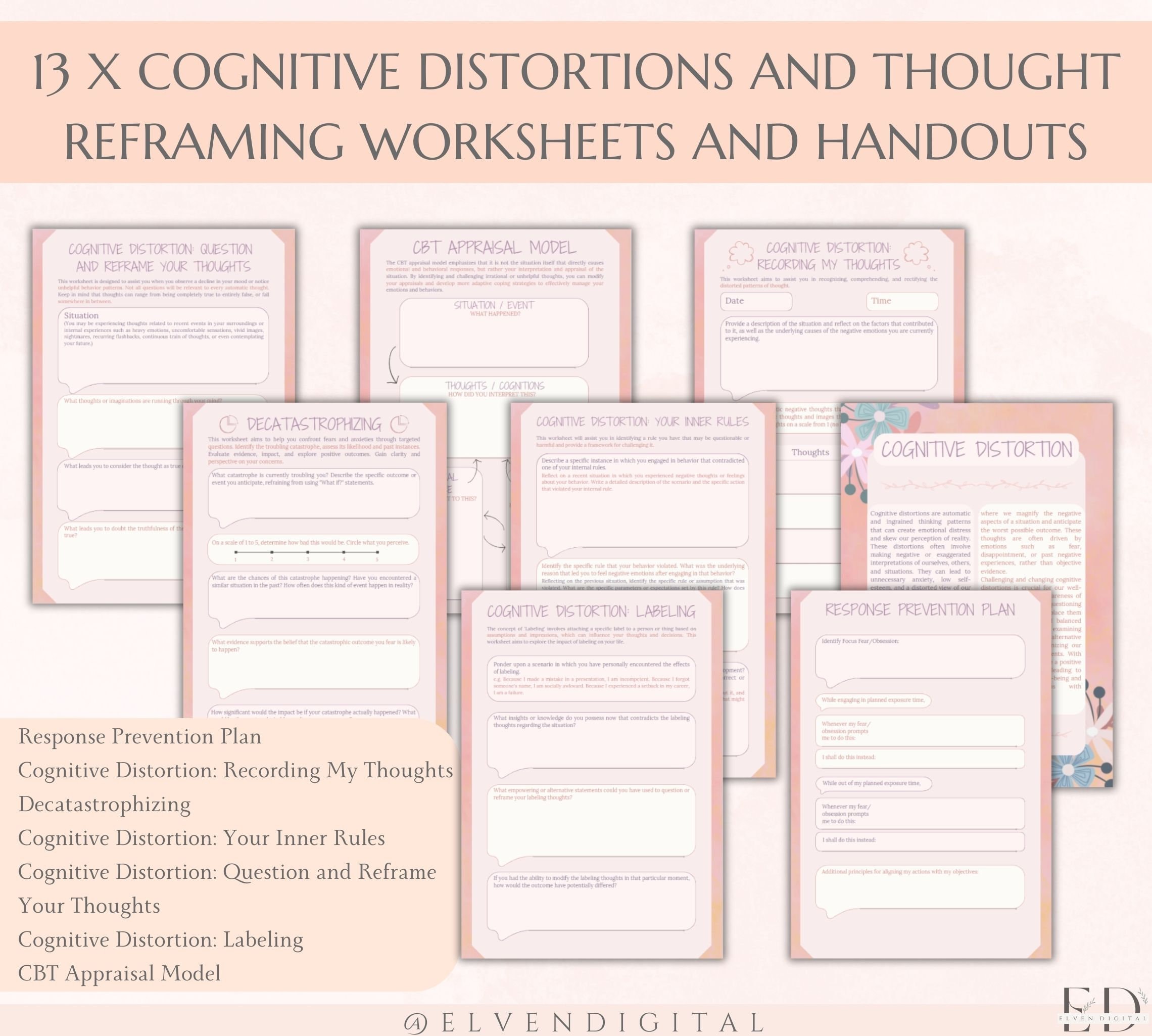 CBT Therapy Worksheets Cbt Bundle for Teens and Adults CBT - Etsy Australia