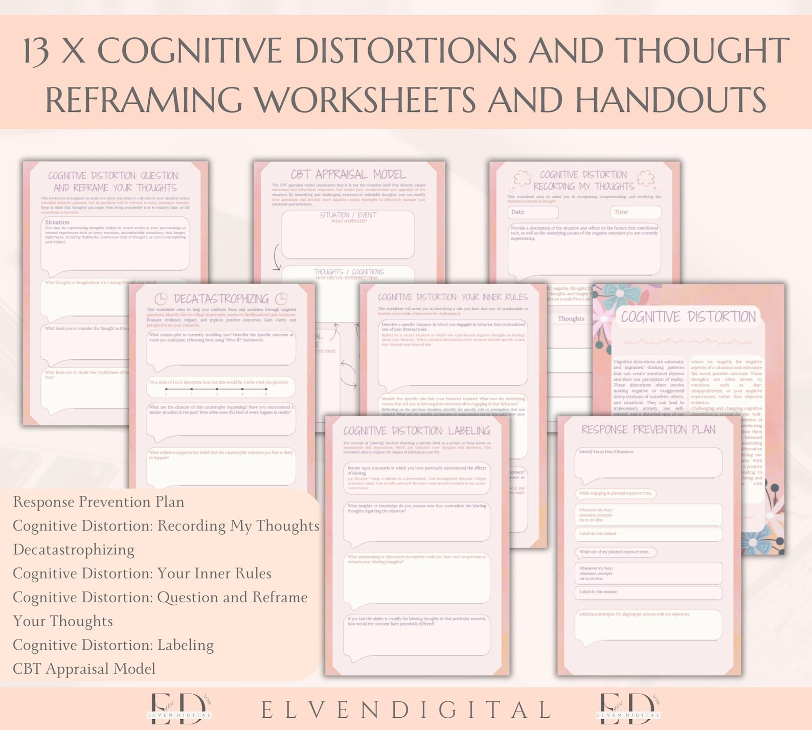 CBT Therapy Worksheets Cbt Bundle for Teens and Adults CBT Coping Skill ...