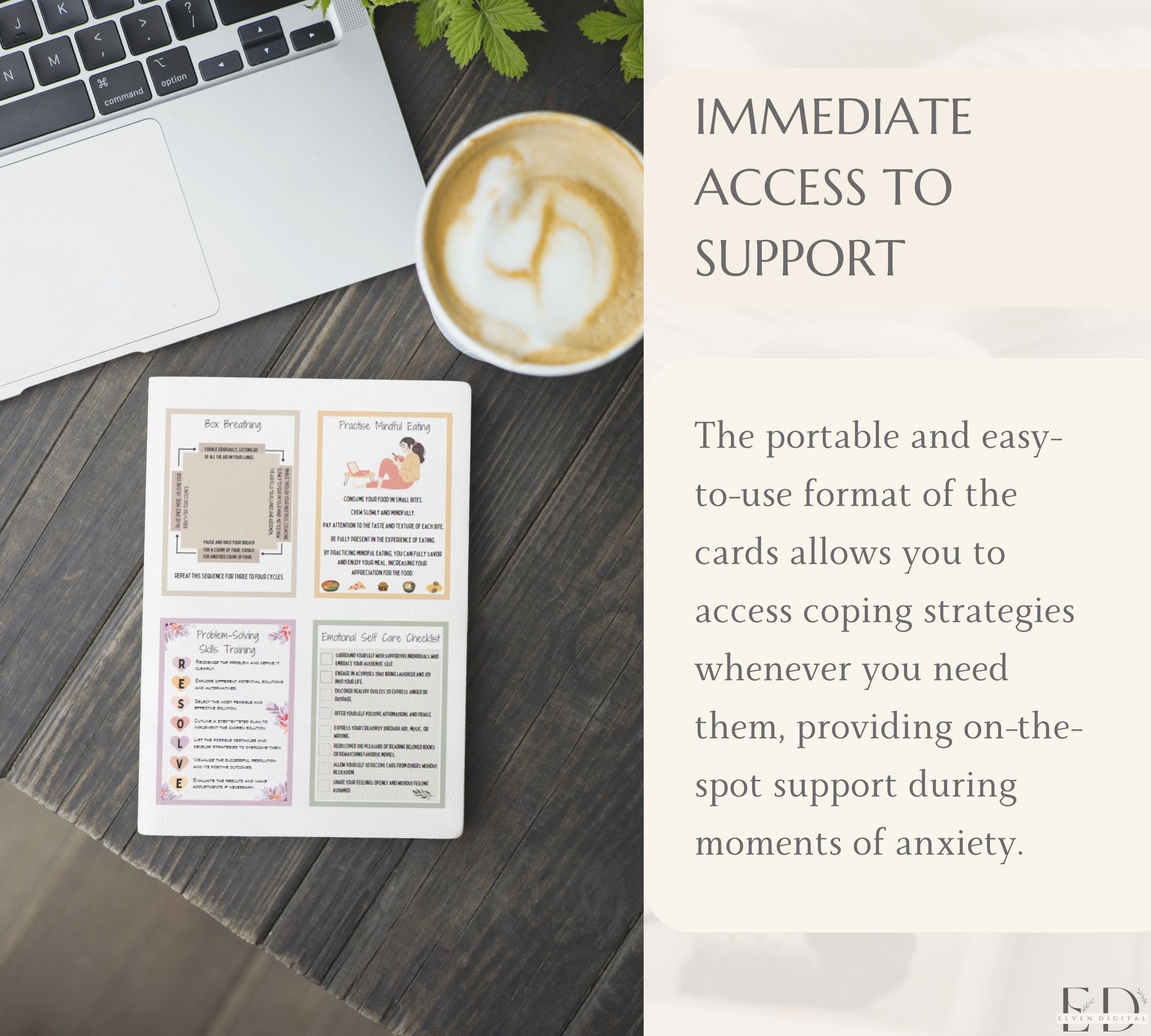 Anxiety Coping Skills Cards Calm Down Corner Psychologist Cards Mental ...