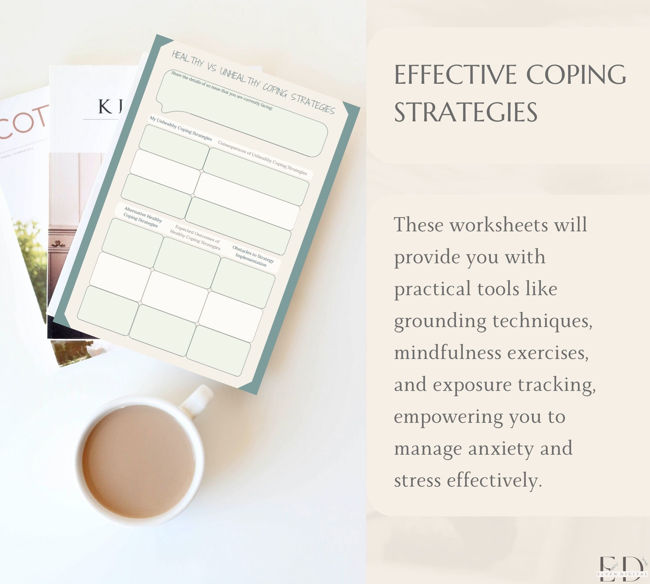 Anxiety Worksheets for Therapist Anxiety Coping Skills Worksheets for ...