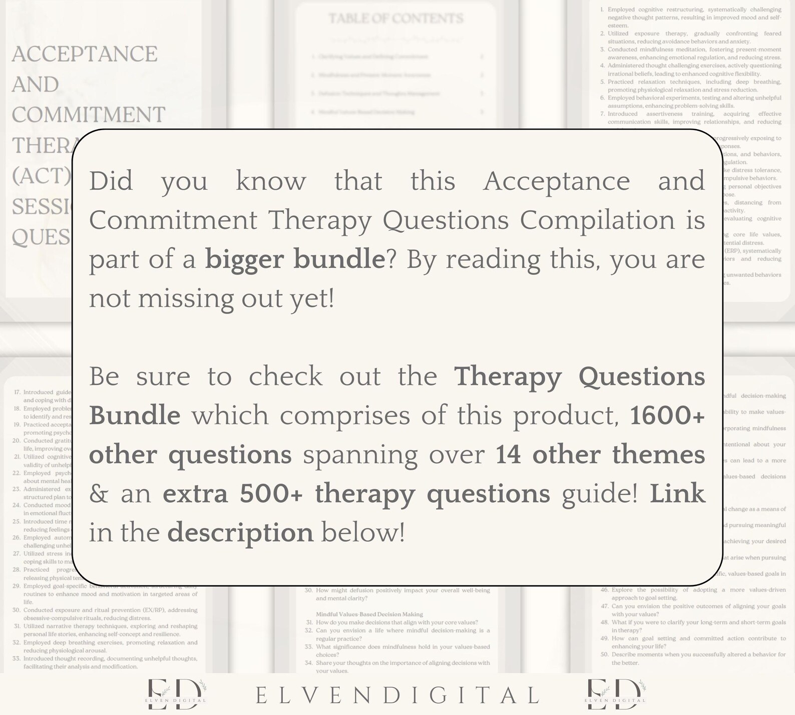 ACT Therapy Questions Therapy Practice Tools ACT Counseling Workbook ...