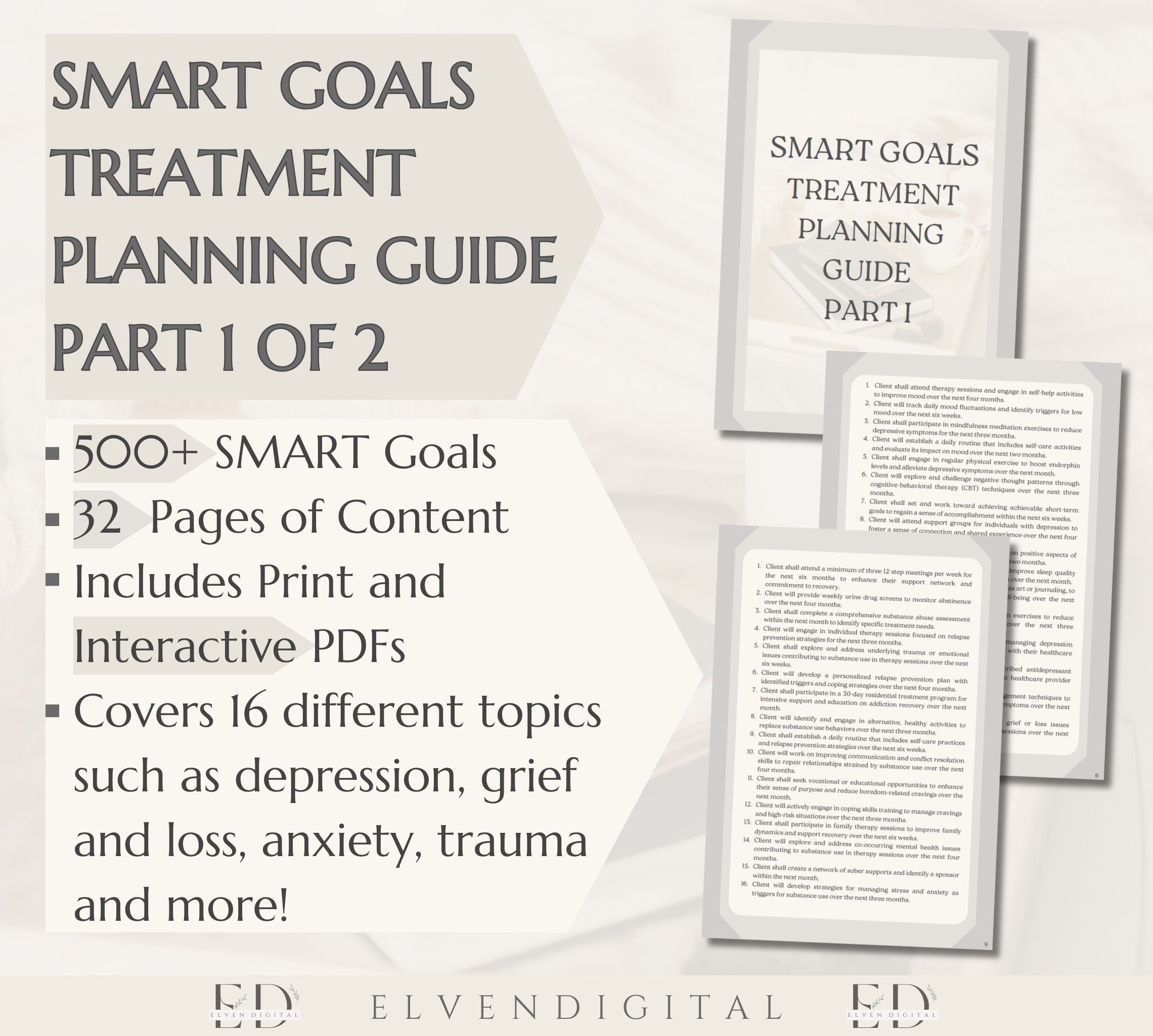 SMART Goals Treatment Planning Guide Therapy Intervention Clinical ...