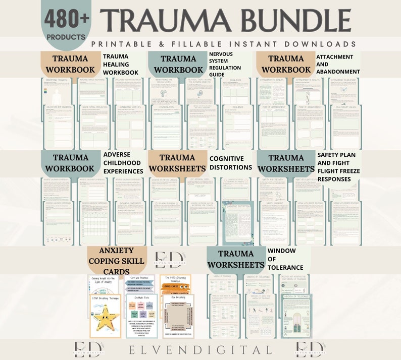 Trauma Worksheets for Therapist Trauma Bundle Therapy Scripts Trauma ...