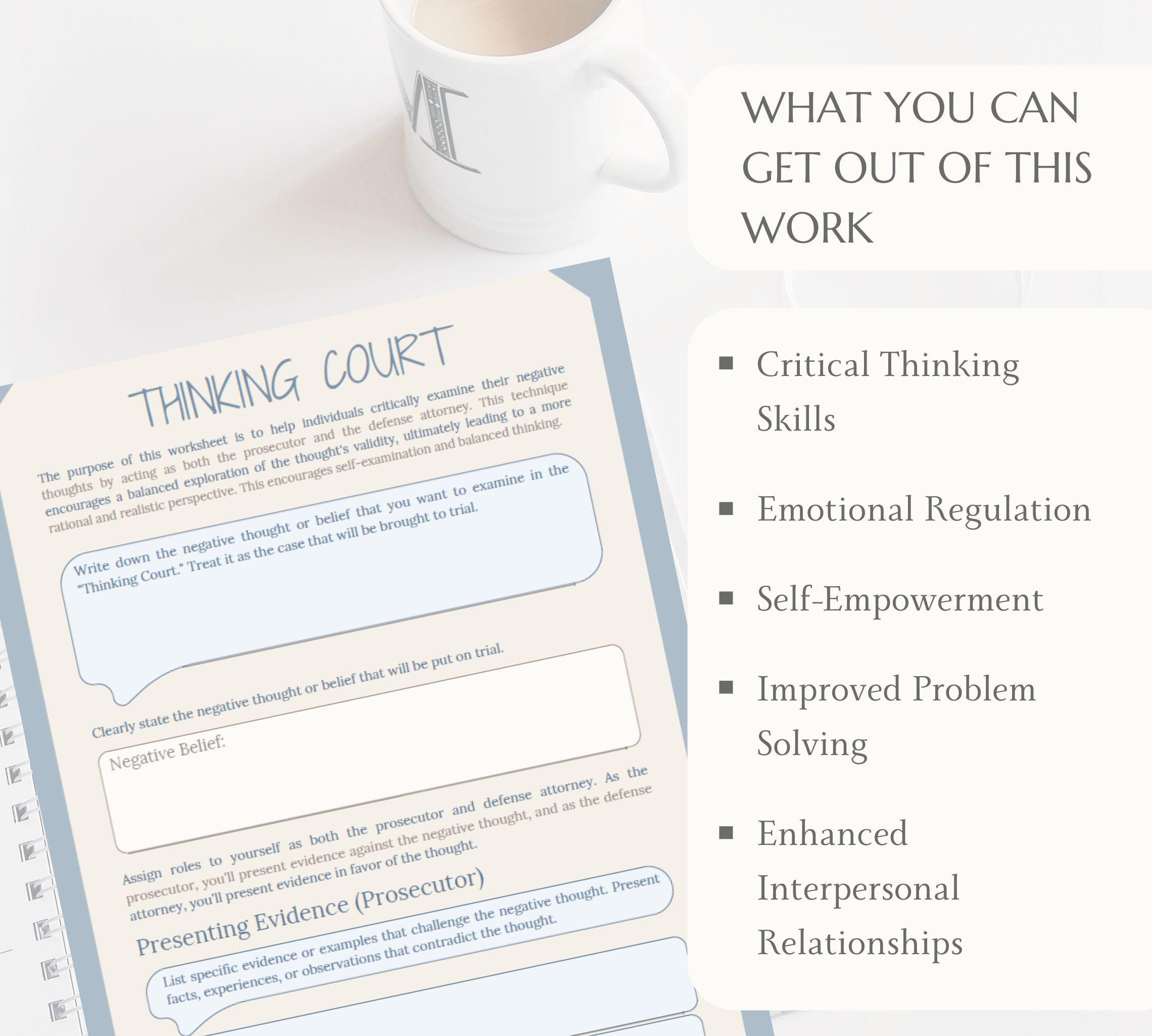 CBT Worksheets for Teen and Adult Challenging Anxious Thoughts CBT for ...