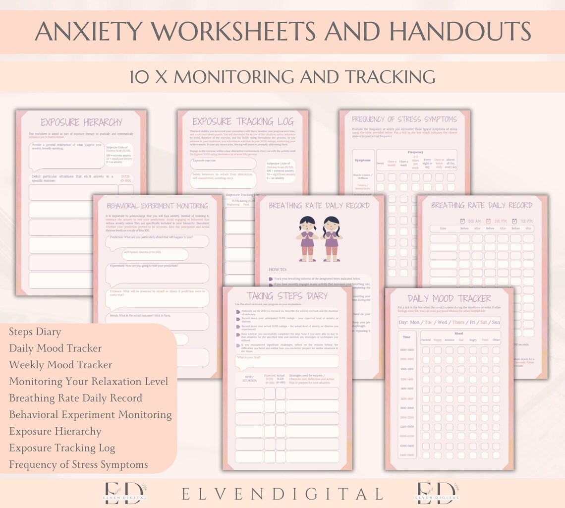 Therapy Workbook Coping Skills Cards Therapist Anxiety Bundle ...