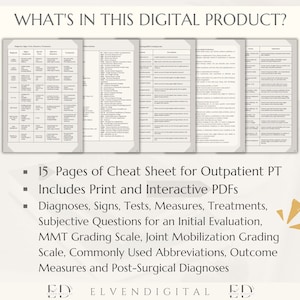 Outpatient Physical Therapy Cheat Sheets Clinical Rotation PT Student ...