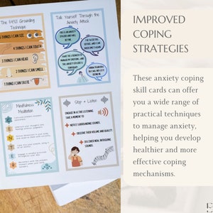 Anxiety Coping Skills Cards Calm Down Corner Psychologist Cards Mental ...
